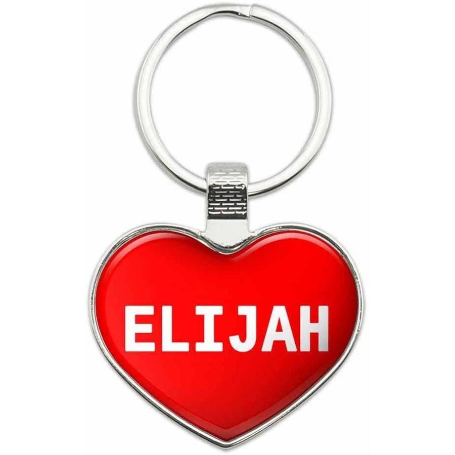 Elijah - Names Male Metal Heart Keychain Key Chain Ring, Red - Walmart.com