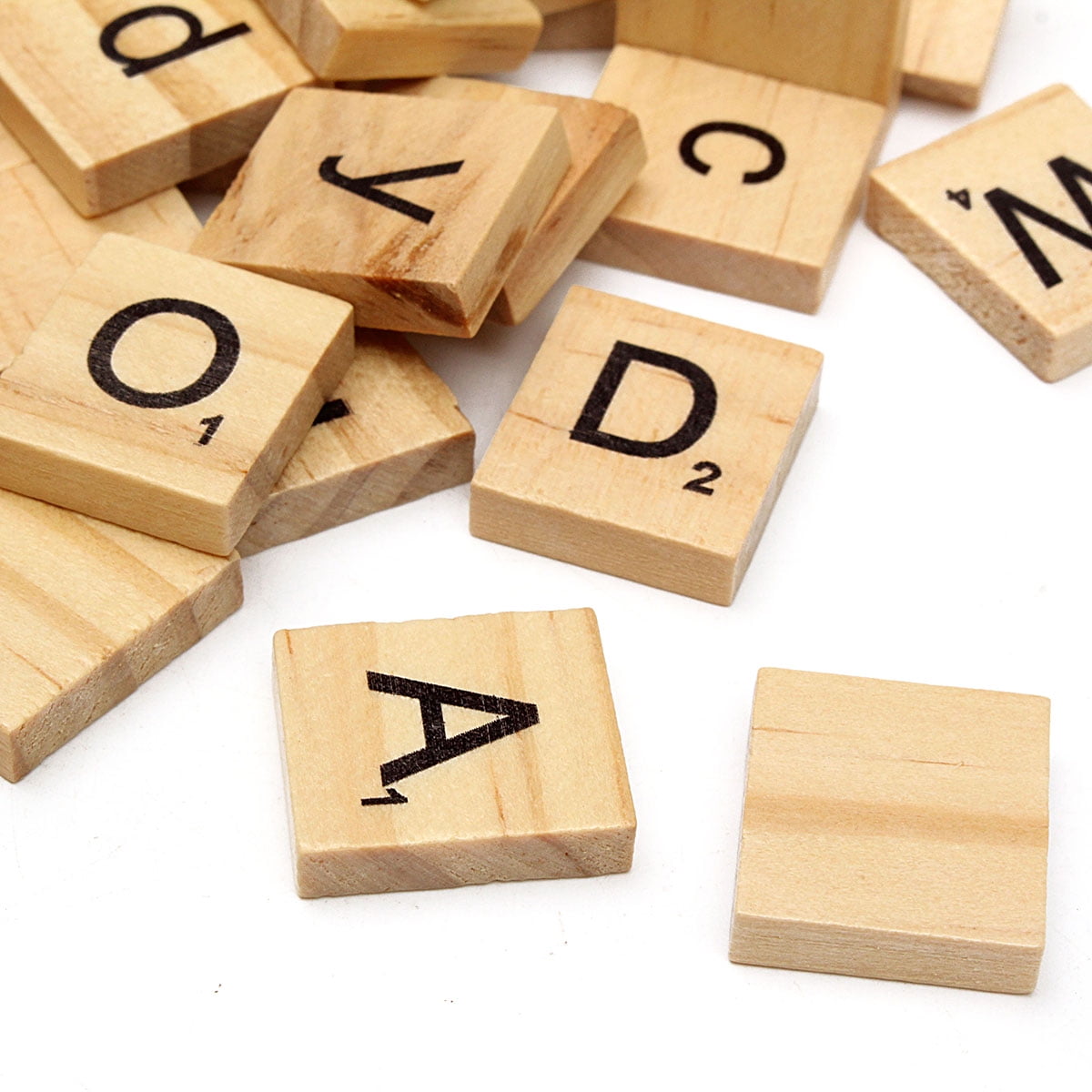 100PCS Wooden Alphabet Tiles Black Letters For Kid Child Educational ...