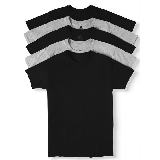 Hanes - Men's ComfortSoft Tagless Black and Grey Crew T-Shirts, 5 Pack ...