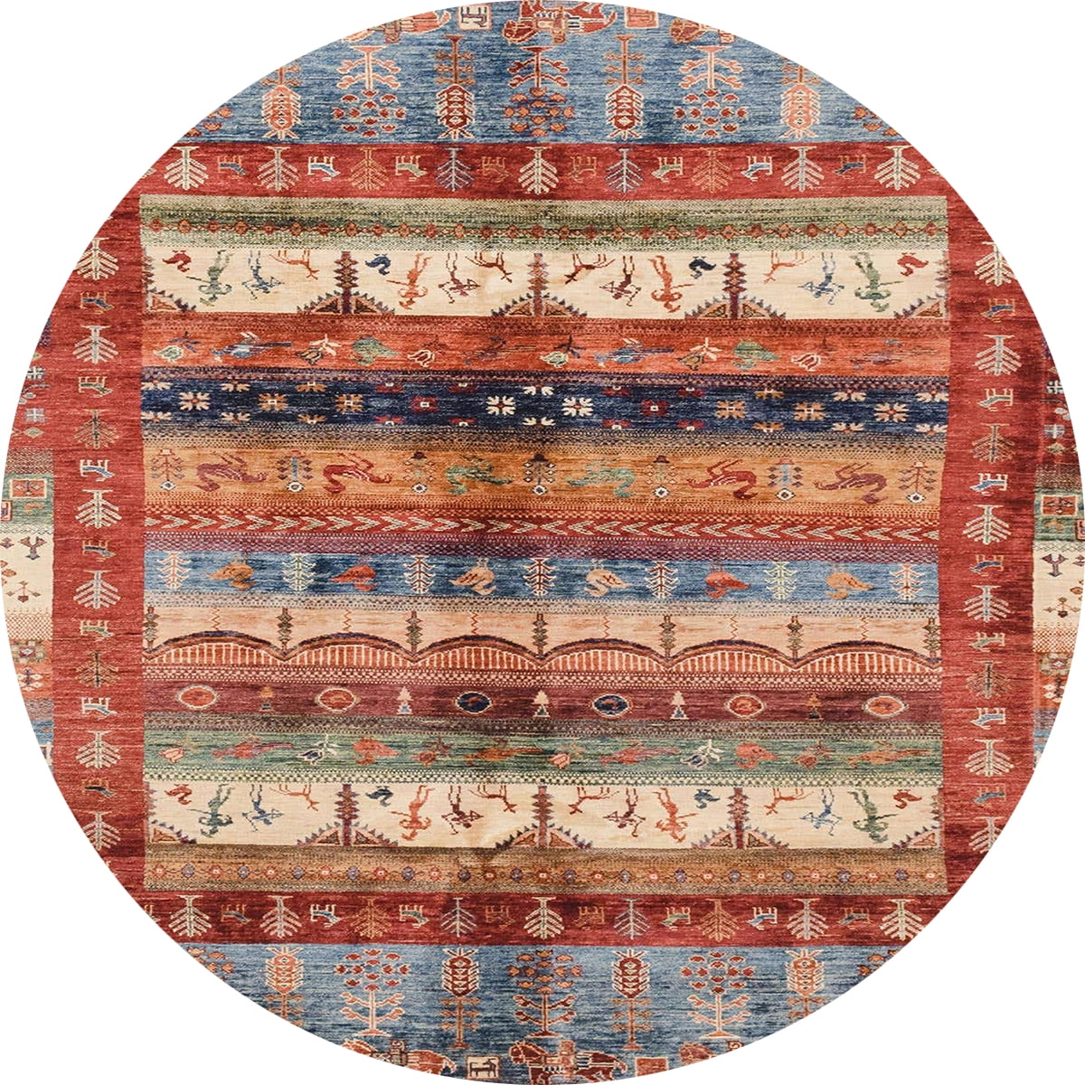 Ahgly Company Indoor Round Abstract Camel Brown Abstract Area Rugs, 4 ...