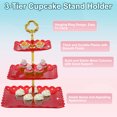 3-Tier Cupcake Stand Holder, Square Tiered Serving Dessert Tray, Red ...
