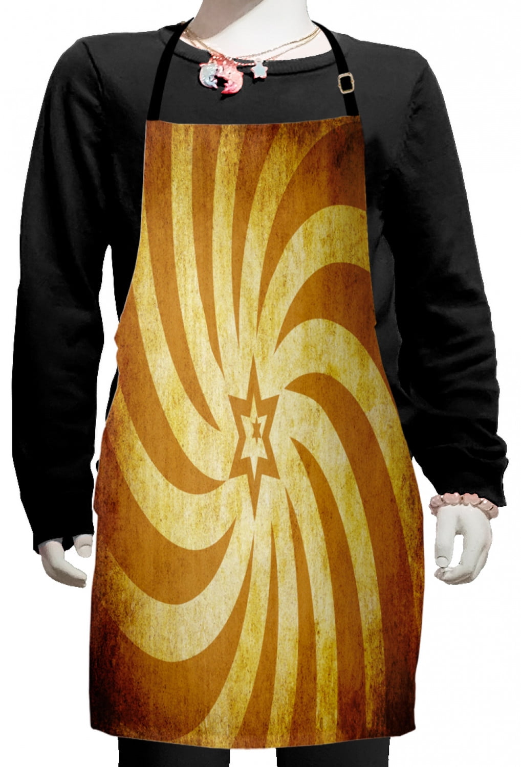 Burnt Orange Kids Apron, Spiral Twisty Lines Look Like Sun Rays Around ...