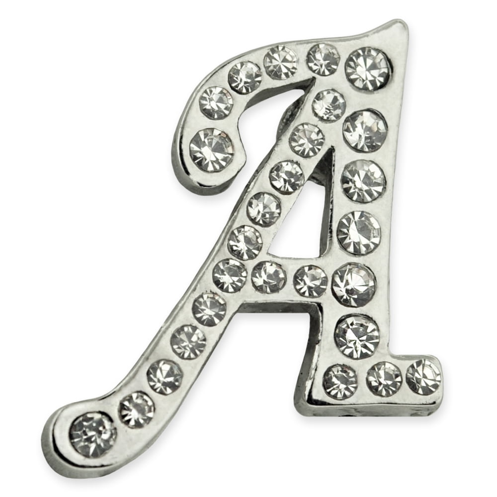 PinMart's Silver Plated Rhinestone Alphabet Letter A Lapel Pin ...