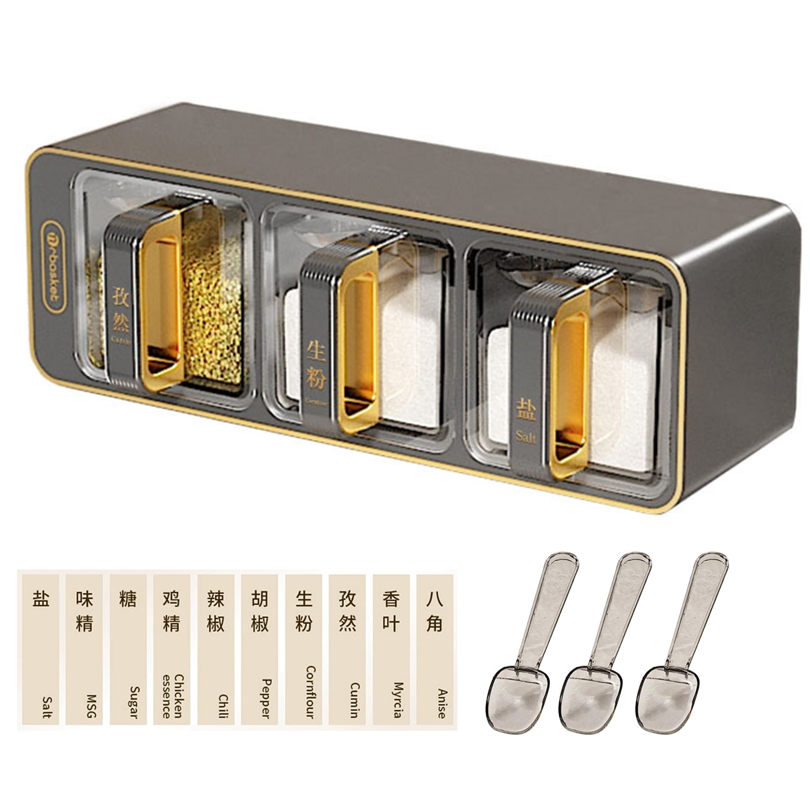 wirlsweal No Drilling Spice Rack Wall Mount Seasoning Box Wall Mount ...