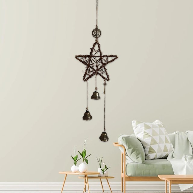 Stylish Metal Hanging Design Witch Bells - Creative Five-point Shape Wind Chime for Porch ...