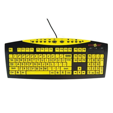 Ezsee Low Vision Keyboard Large Black Print Yellow Keys - Walmart.com