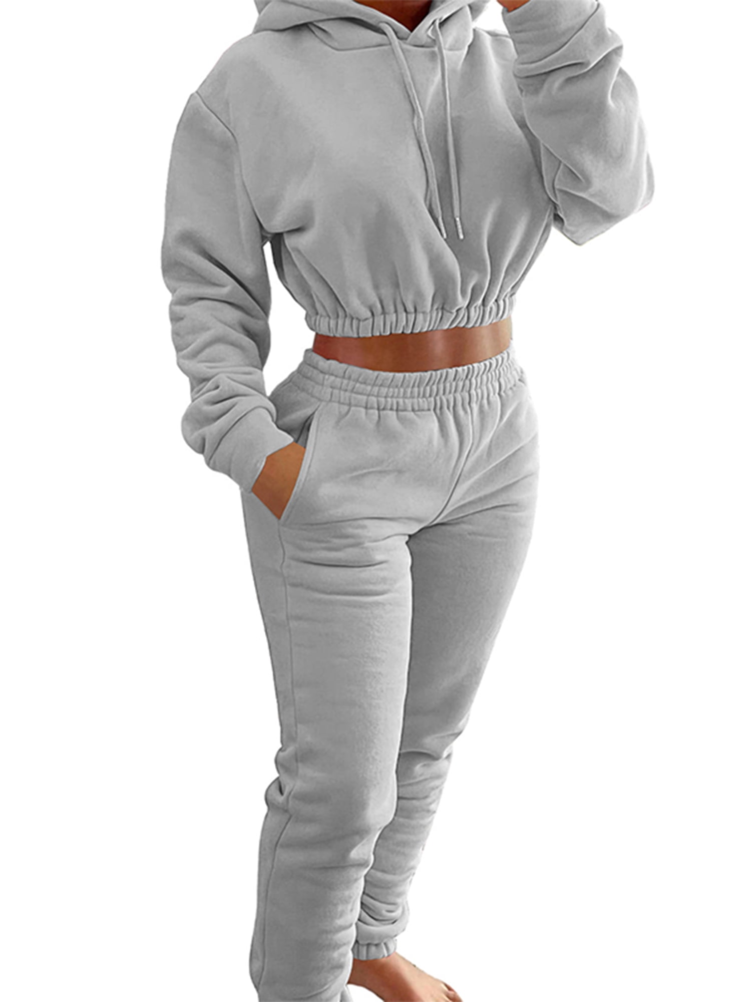 Frontwalk Women 2 Piece Tracksuit Set Casual Sports Hoodies Sweatsuit ...