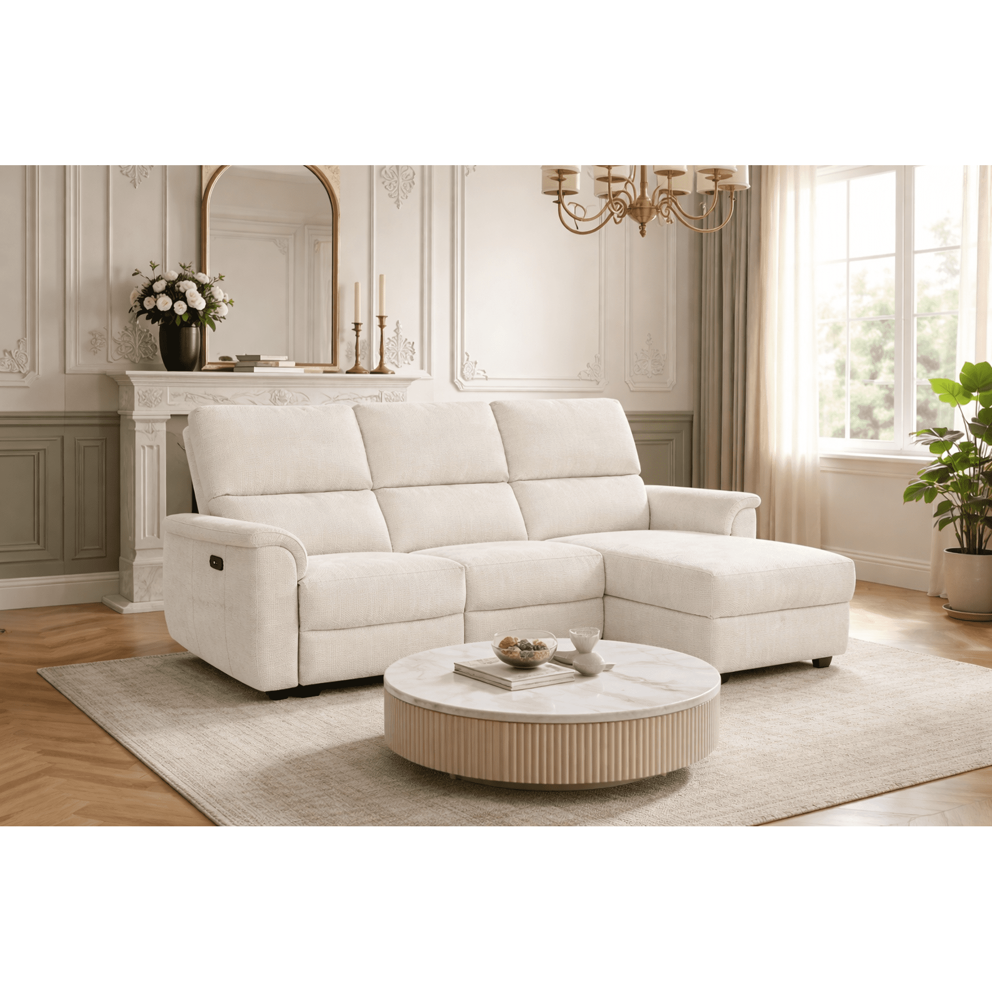 Click here for K-Living Manoa Fabric Power Reclining Sectional Wi... prices