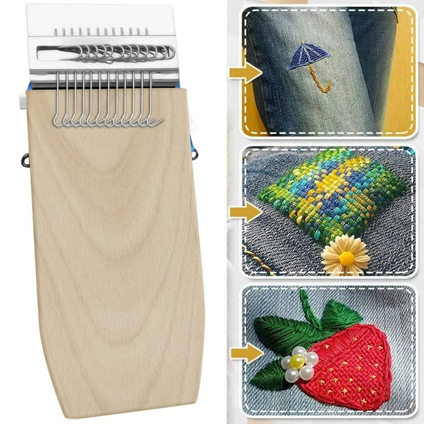 EIMELI Small Weaving Loom Kit with 14 Hooks Portable Mini Darning Loom ...