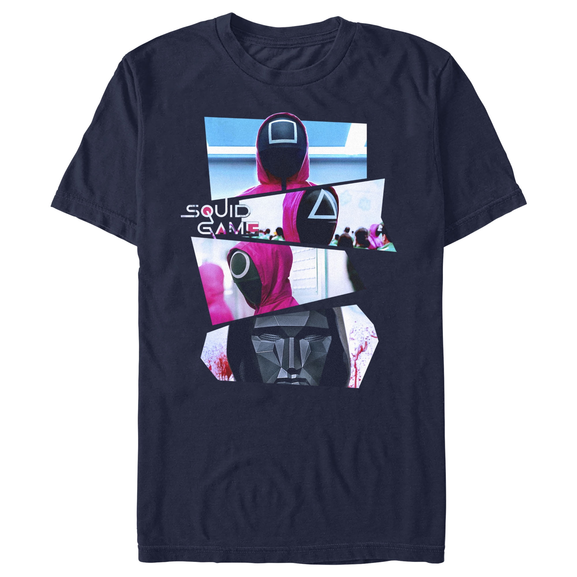 Men's Squid Game Masked Photos Graphic Tee Navy Blue Medium - Walmart.com
