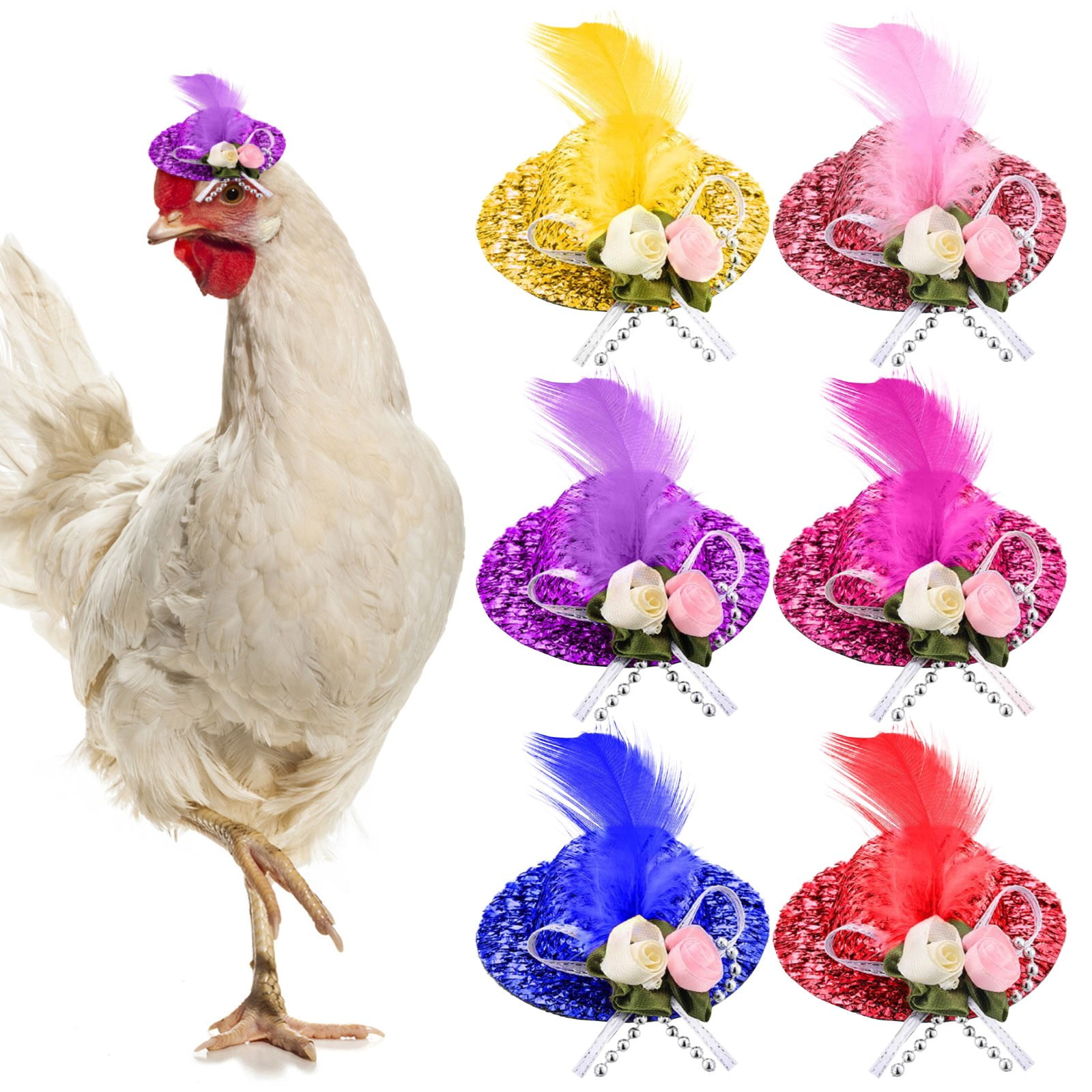 WGOUP Chicken Hats For Hen Small Pets Funny Chicken Accessories Feather ...
