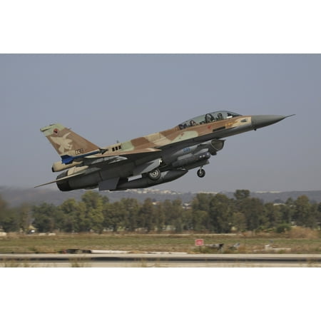 An F-16D Barak of the Israeli Air Force taking off from Ramat David Air ...