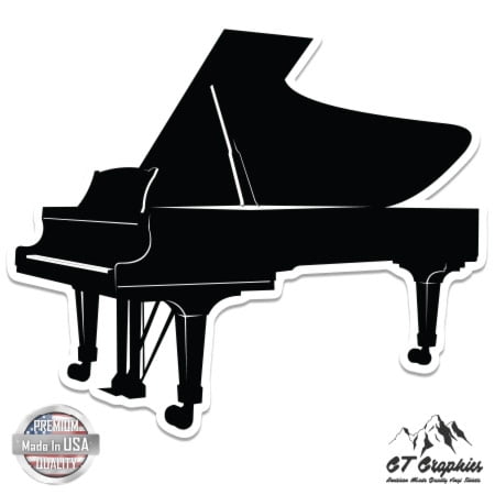 Grand Piano - 8" Vinyl Sticker - For Car Laptop I-Pad - Waterproof ...