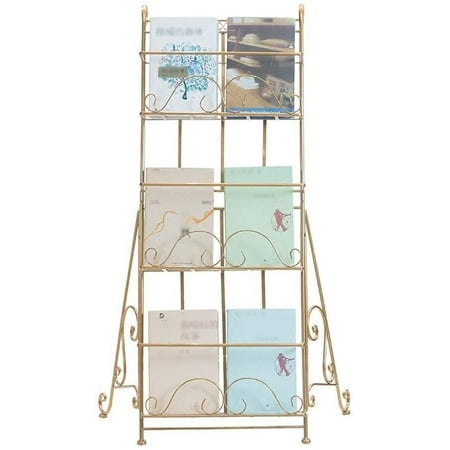 Magazine Rack Iron 3 Layer Newspaper Rack Office Floor Propaganda ...