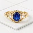Blue Sapphire & Diamond Ring, Dainty Engagement Ring, Stackable Band ...