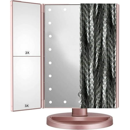 Portable LED Small Vanity Mirror Seamless Ikat Abstract Black White for ...