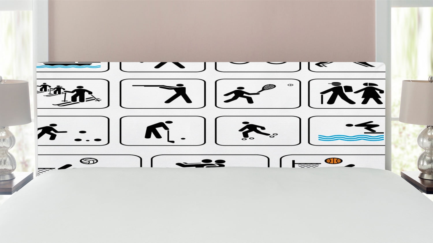 Olympics Headboard, Sports Competition Games Signs Dancing Horse Riding ...