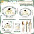 350 Pcs Graduation Party Tableware Set with Sage Green Leaves Design 12 ...