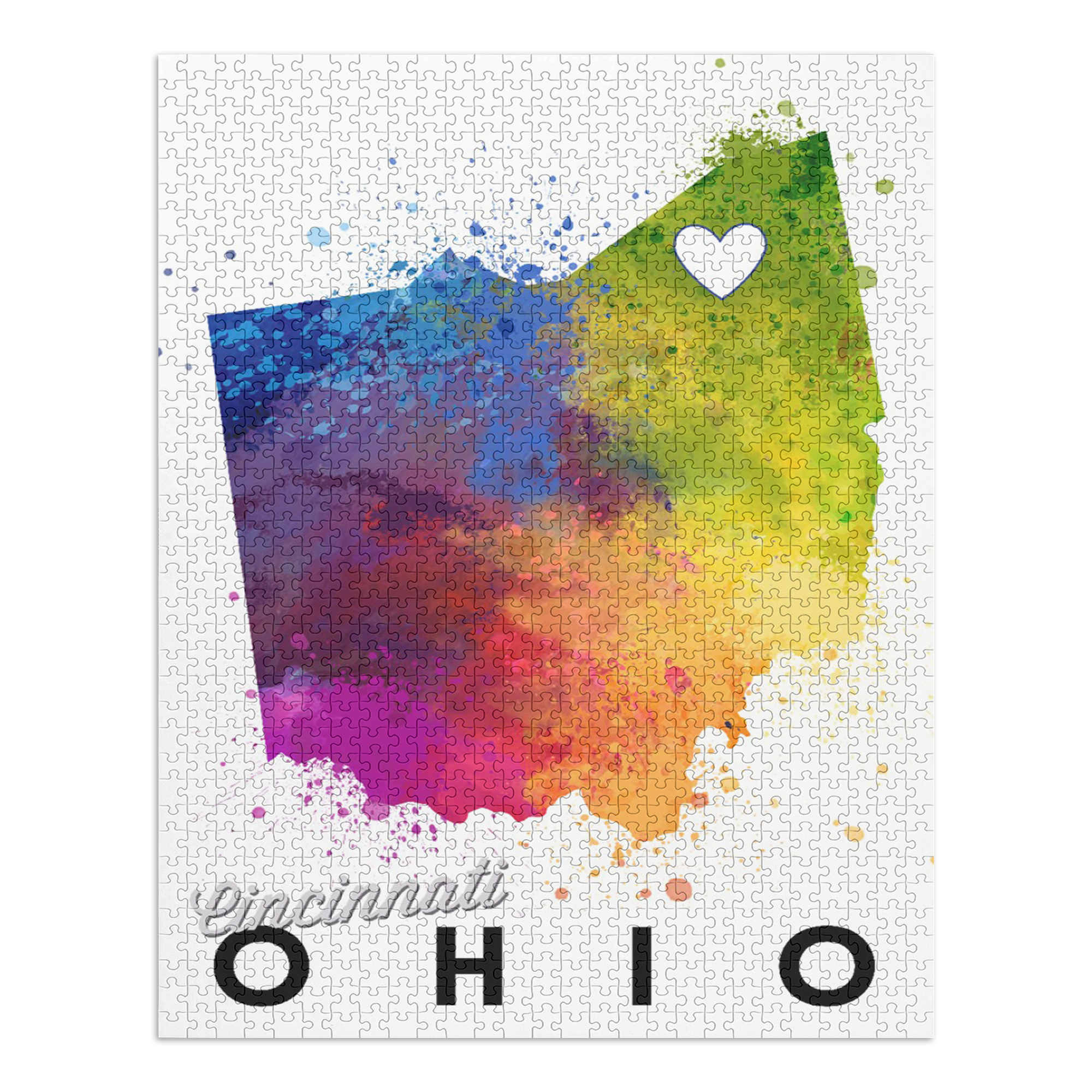 Cincinnati, Ohio, State Abstract, Watercolor (1000 Piece Puzzle, Size ...