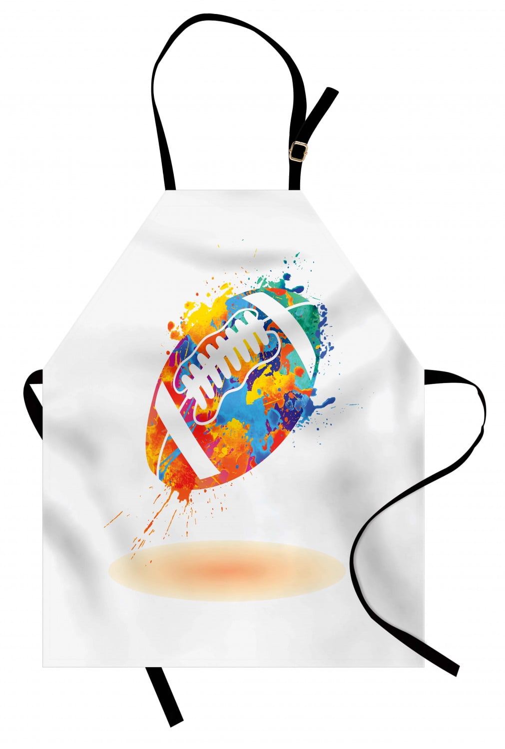 Sports Apron Rugby Ball with Rainbow Brush Effects Filled Covered with ...