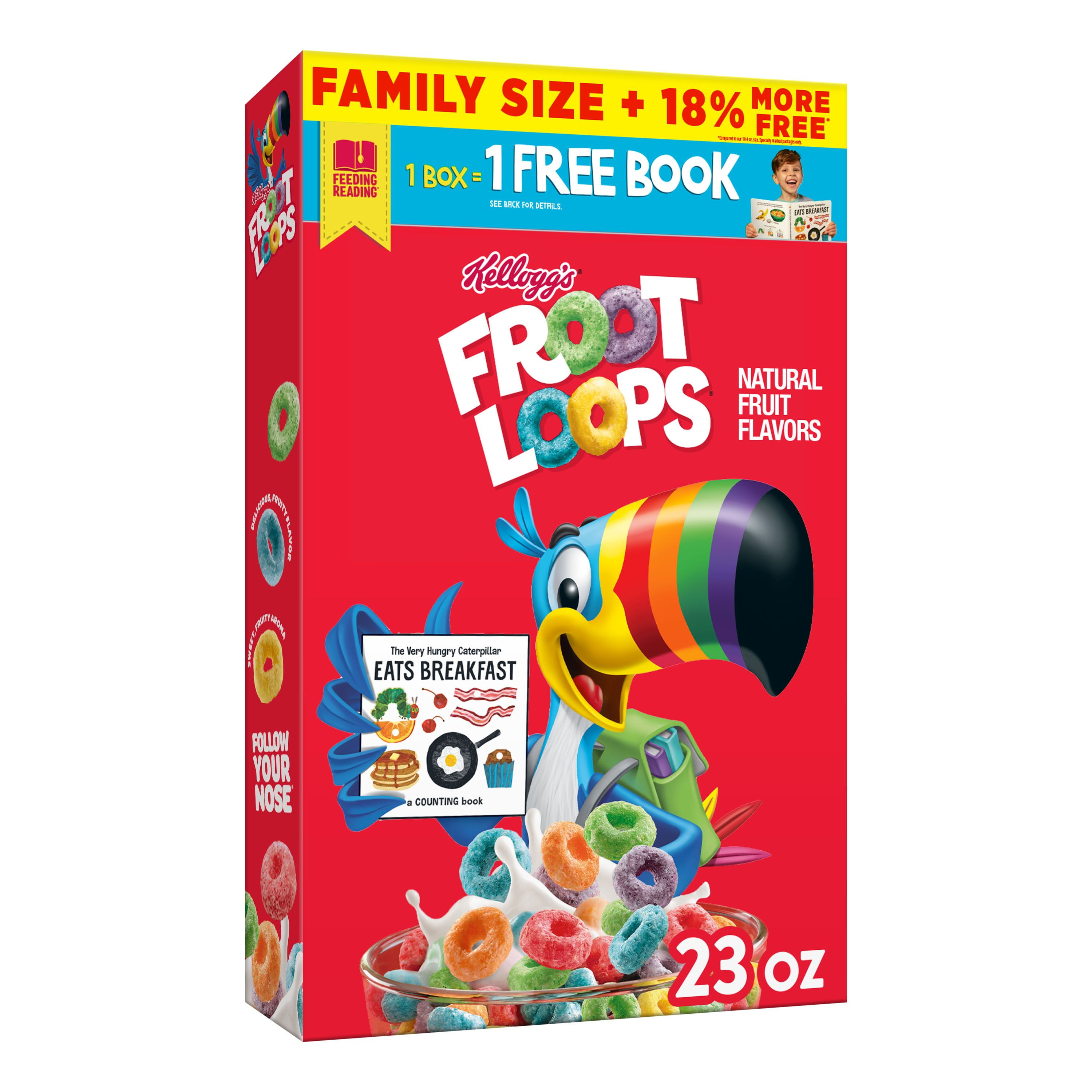 Kellogg’s Froot Loops Breakfast Cereal, Family Size, Original, 23oz Box ...