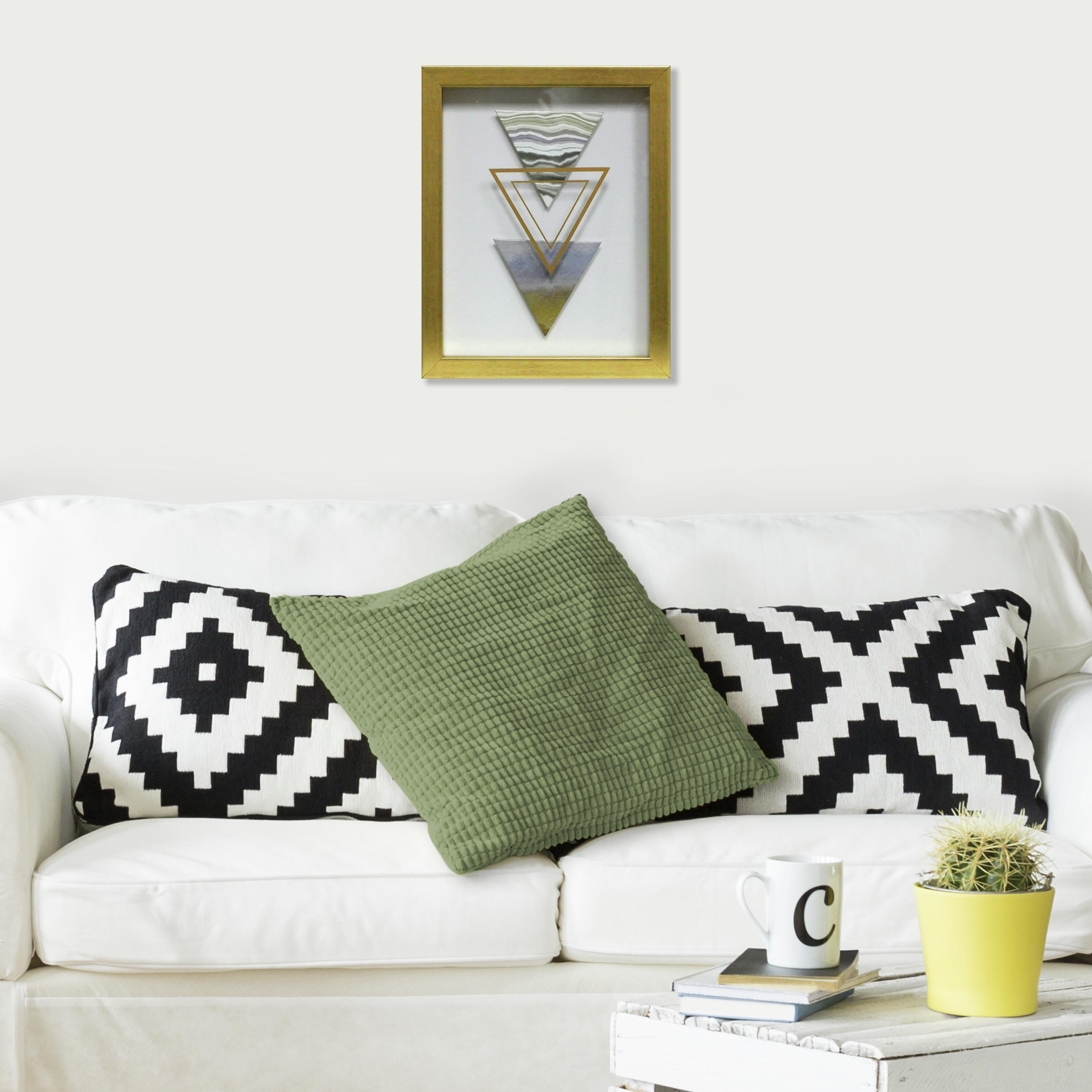 Linden Ave 3 Triangles- Blue Shadowbox With Raised Shape and Glass ...