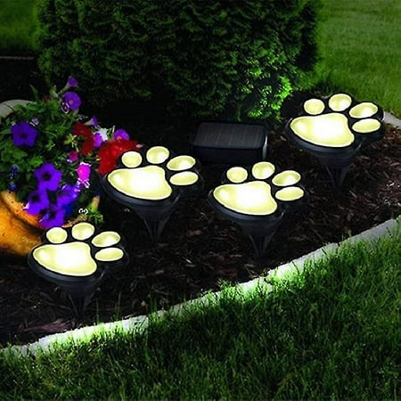 Solar Led Paw Decor Light, 4 Cat Cat Dog Animal Paw Prints Solar Lights ...