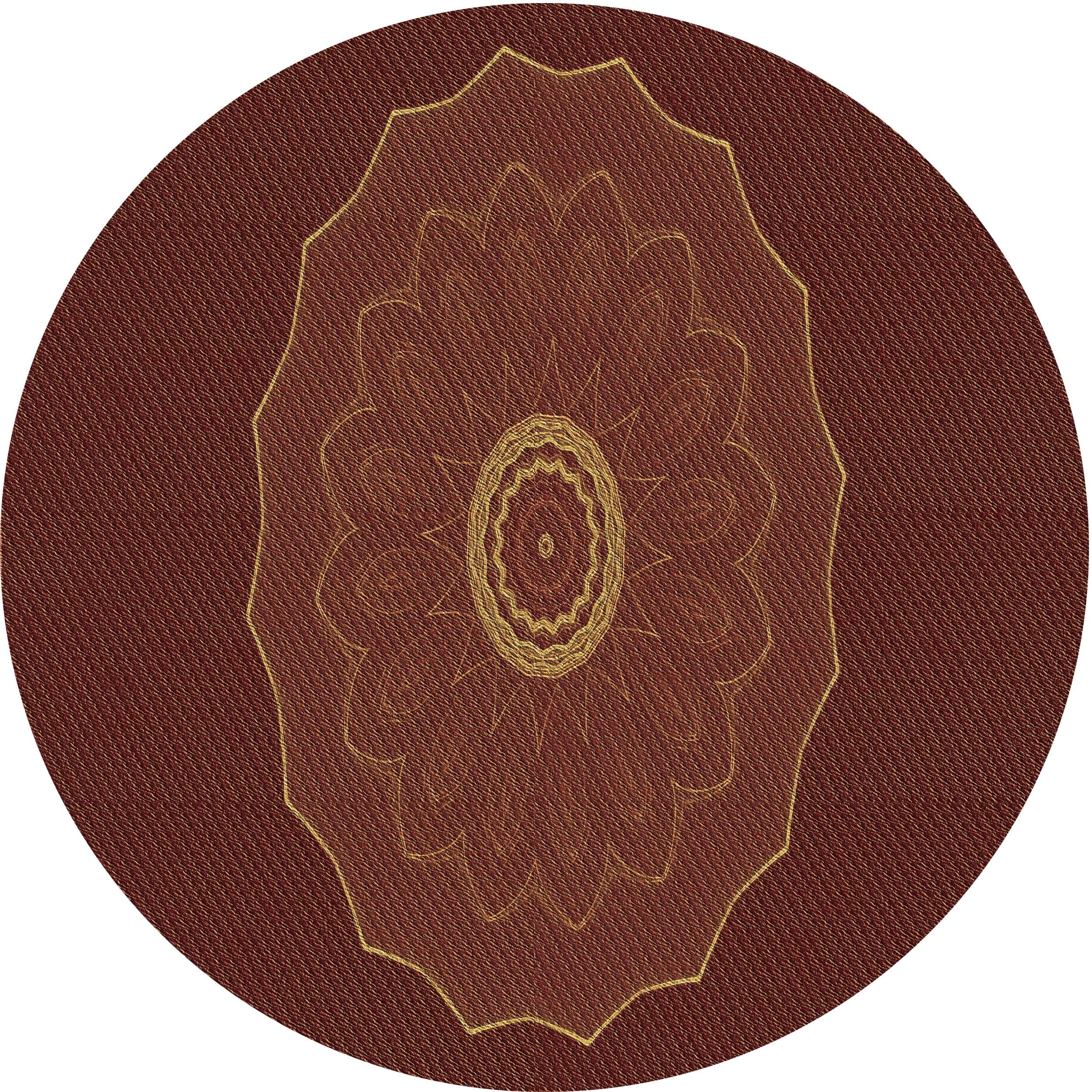 Ahgly Company Machine Washable Indoor Round Transitional Mahogany Brown ...