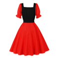 KHONTS 1950s Dresses for Women Polka Dots Rockabilly Retro Short Sleeve ...
