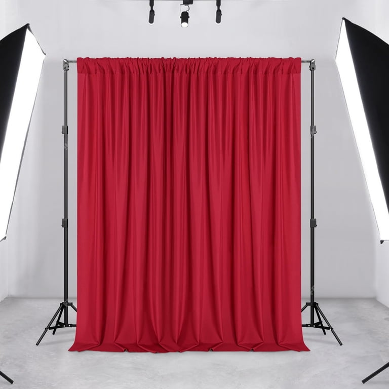 Party Backdrop With Rod Pockets 10x10ft Red Satin Backdrop Curtain - 2 ...