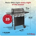Grill Boss 3 Burner Propane Gas Grill, Portable BBQ with Lid, Wheels ...