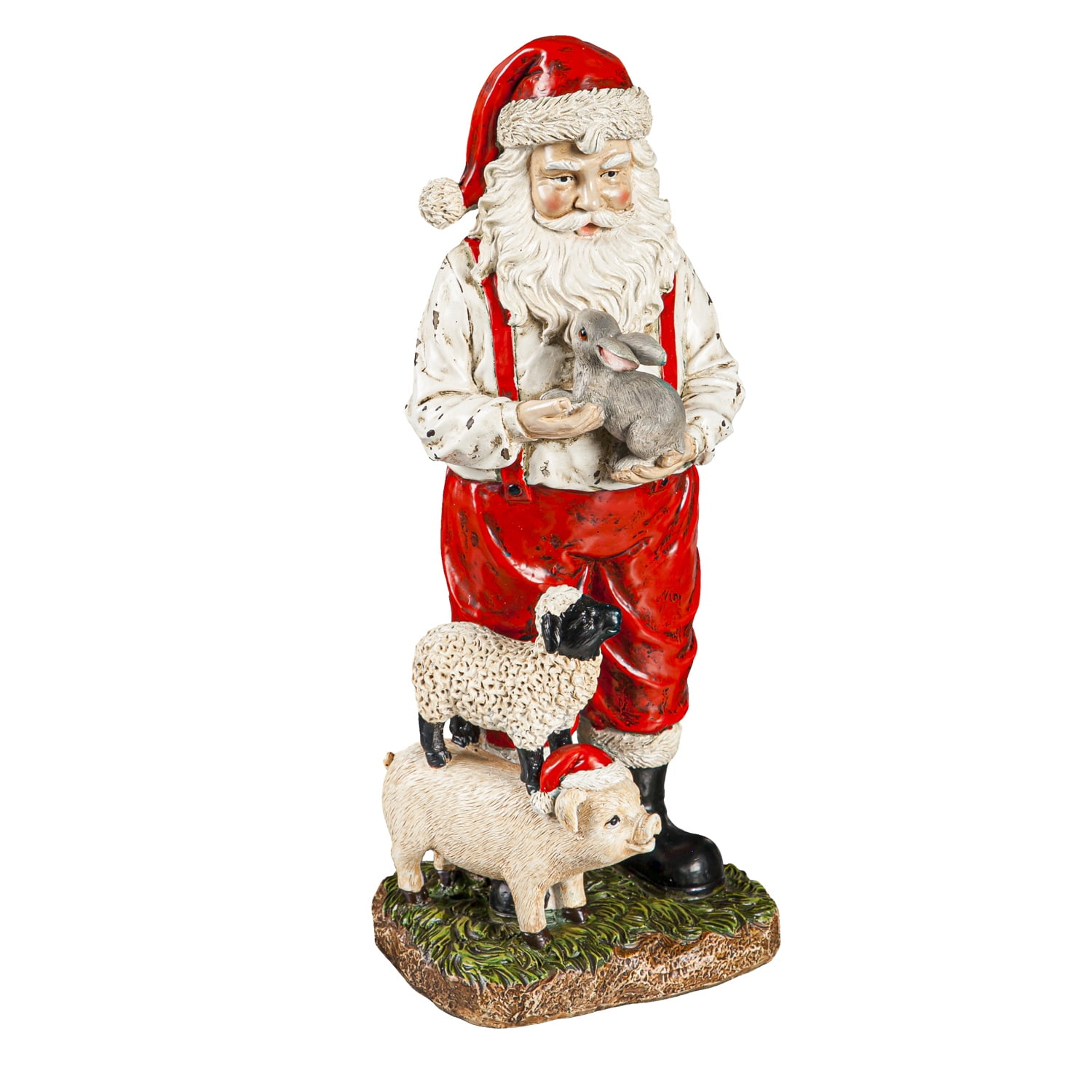 12"H Farmhouse Santa Garden Statuary - Walmart.com