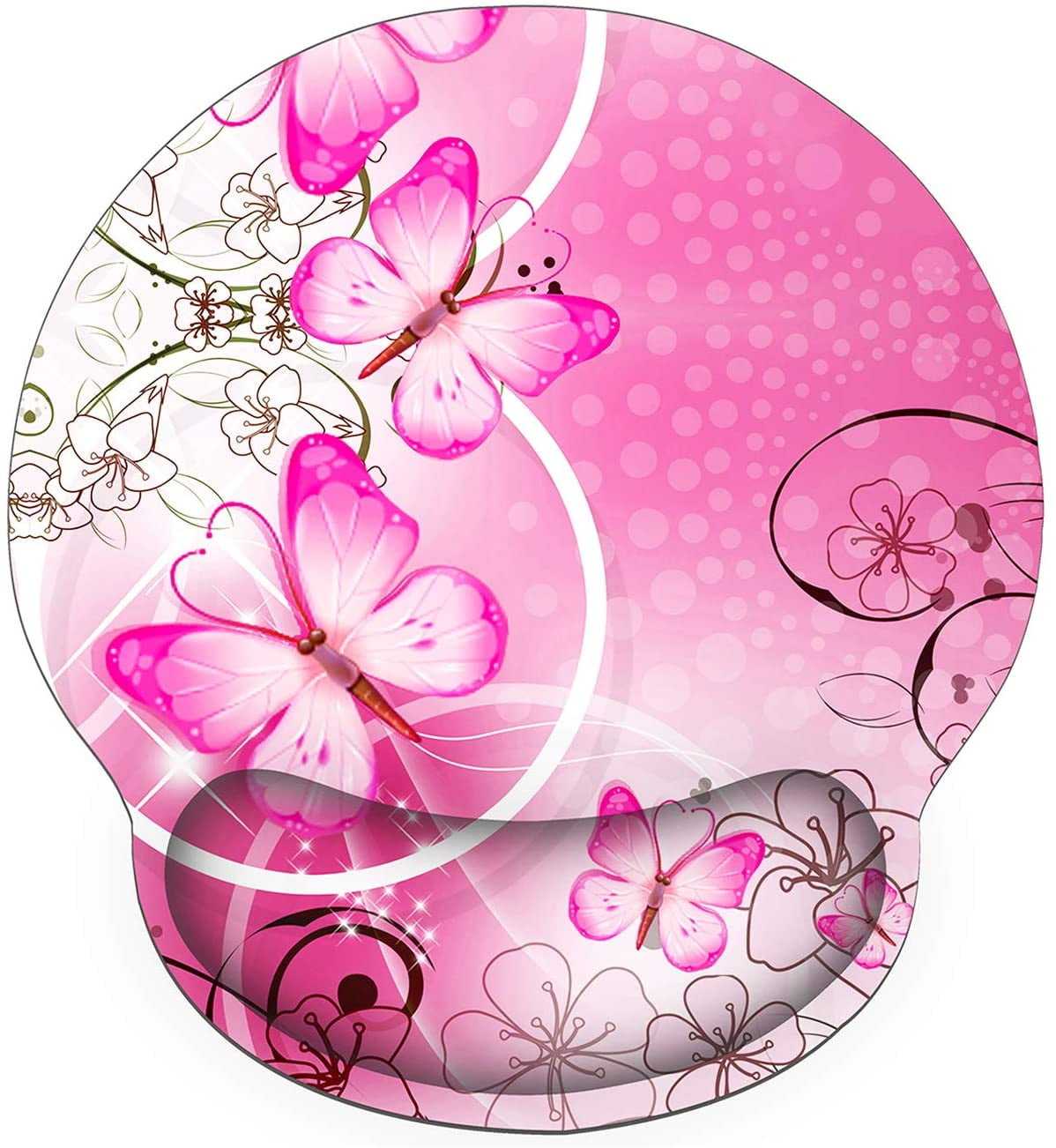 Mouse Pad, Pink Butterfly Mouse Pad with Raised Wrist Support and ...