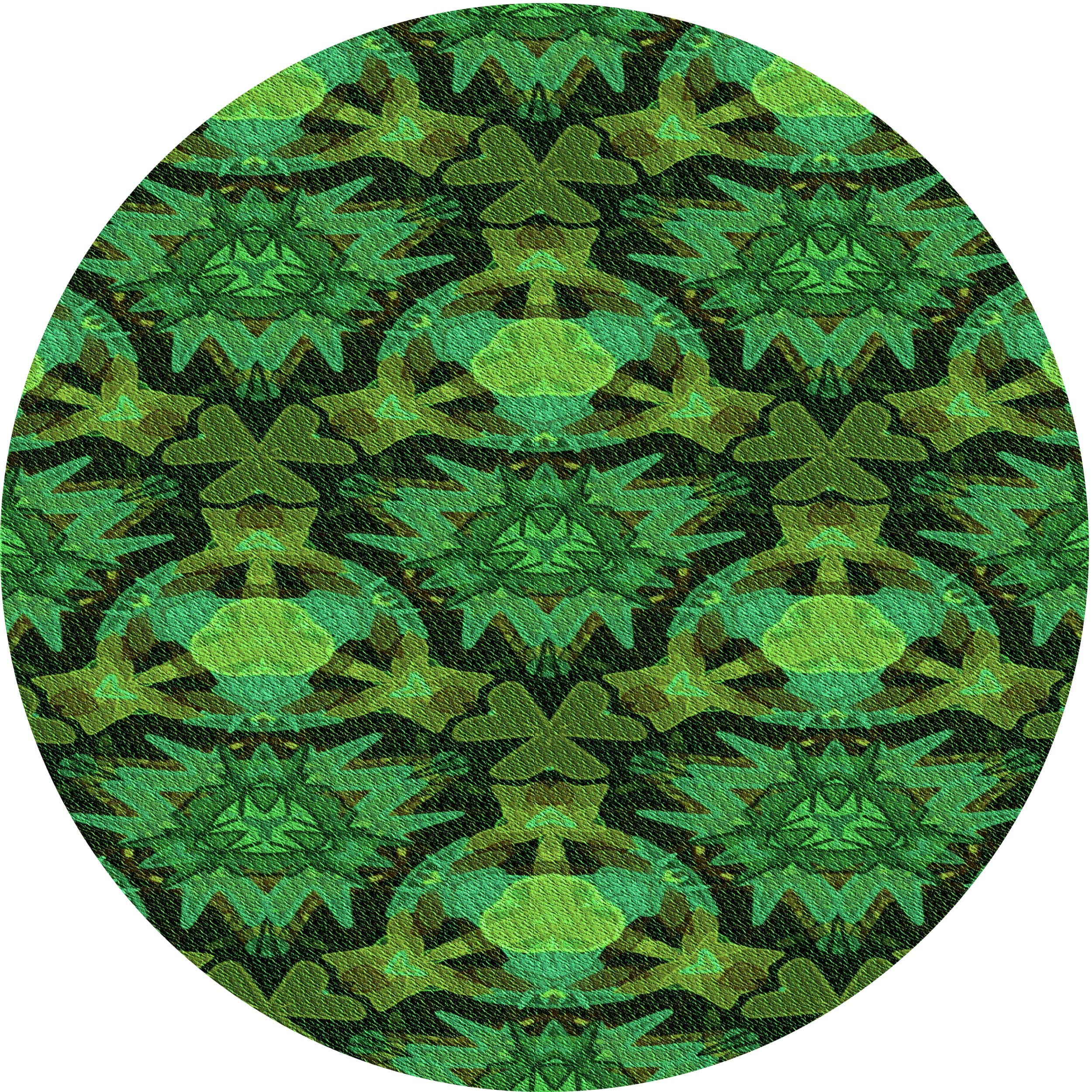 Ahgly Company Indoor Round Patterned Dark Forest Green Area Rugs, 5 ...