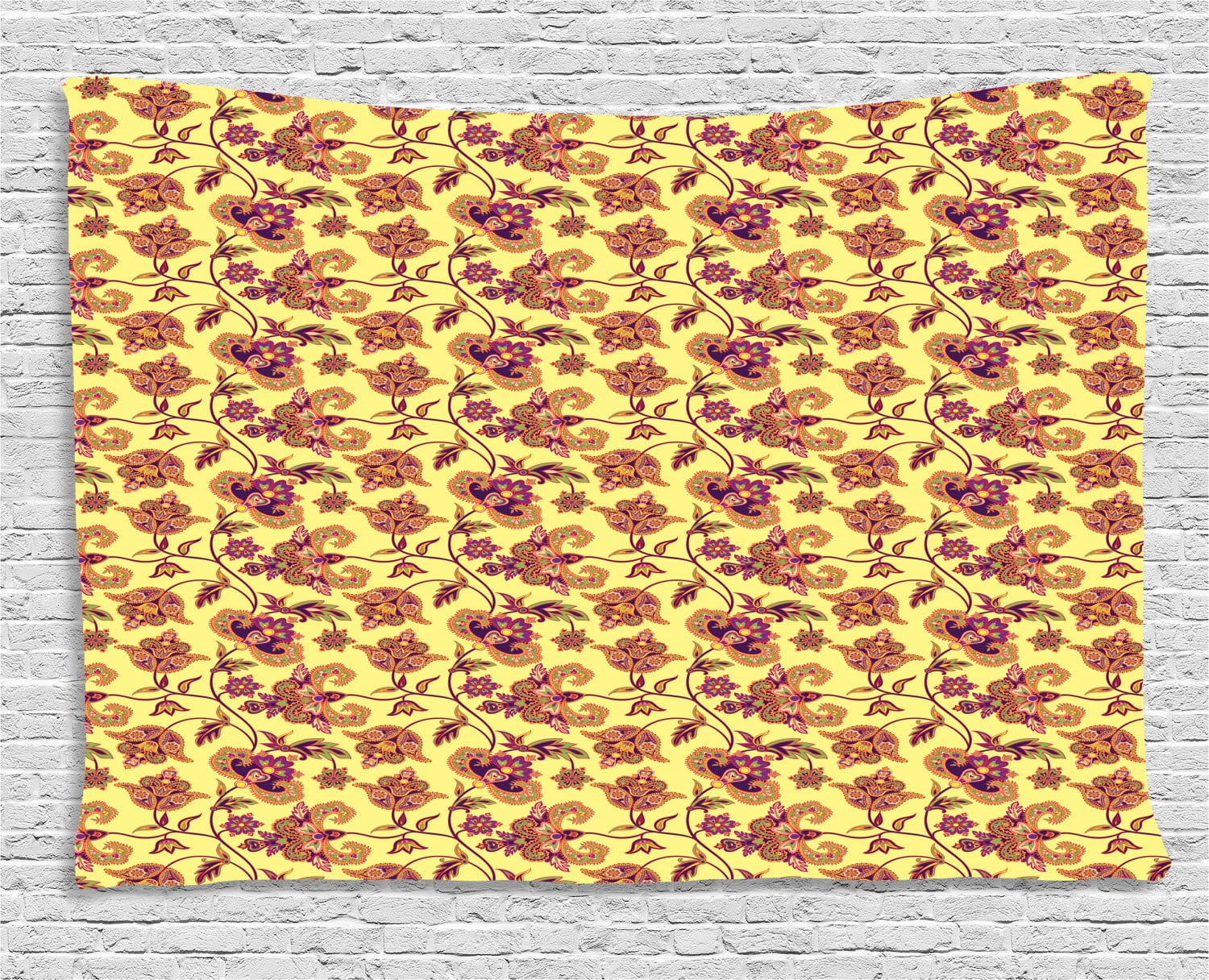 Traditional Tapestry, Arabic Ornament with Fantastic Flowers and Leaves ...