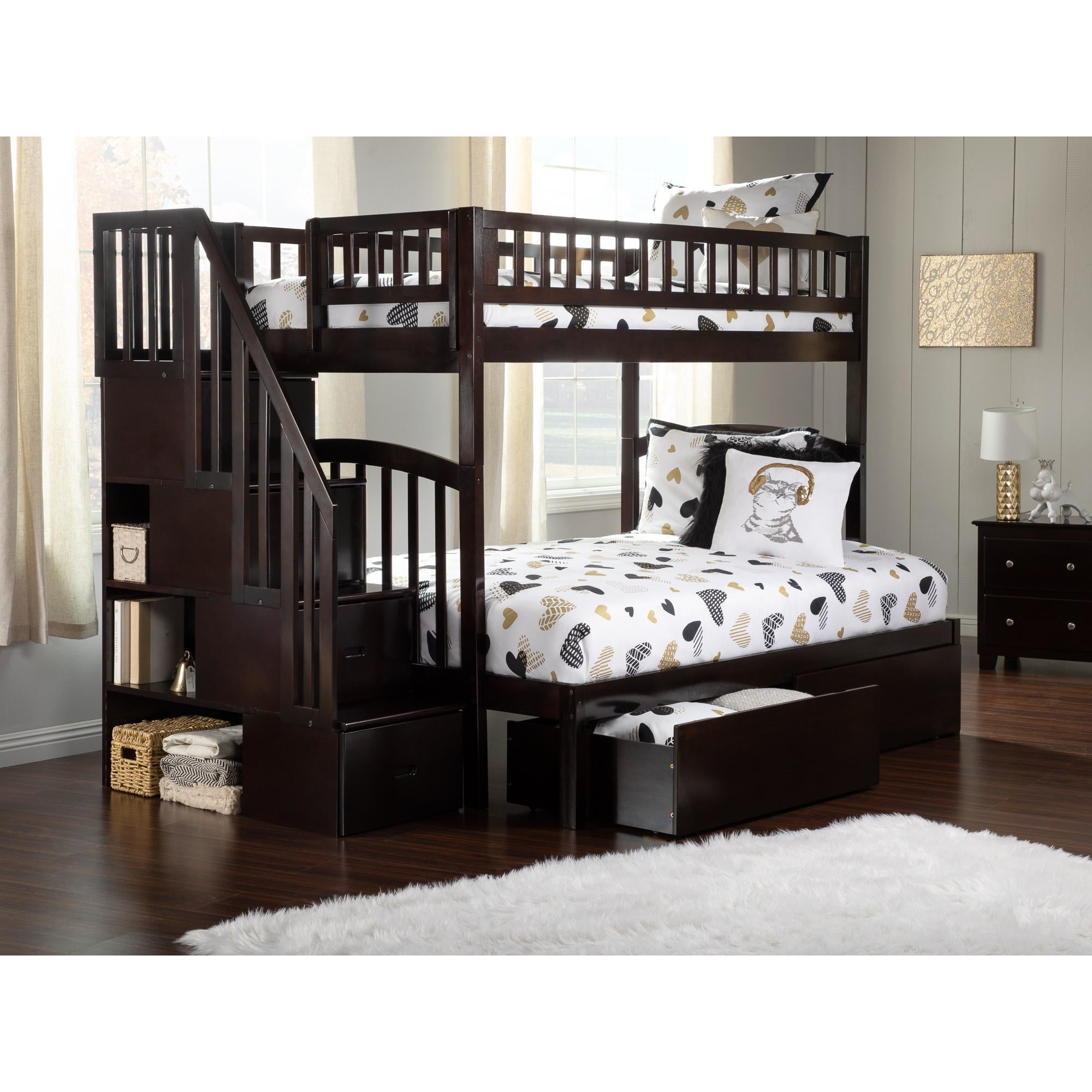 Westbrook Staircase Bunk Bed Twin Over Full With 2 Urban Bed Drawers In westbrook-staircase-bunk-bed-twin-over-full-with-2-urban-bed-drawers-in
