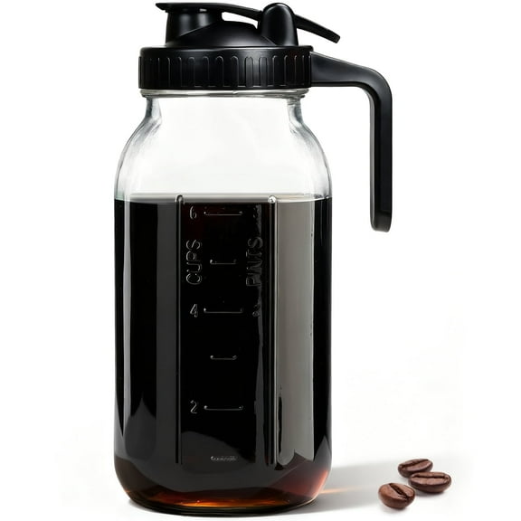 Cold Brew Coffee Maker Half Gallon 2 Set Glass Mason Jar Pitcher With ...