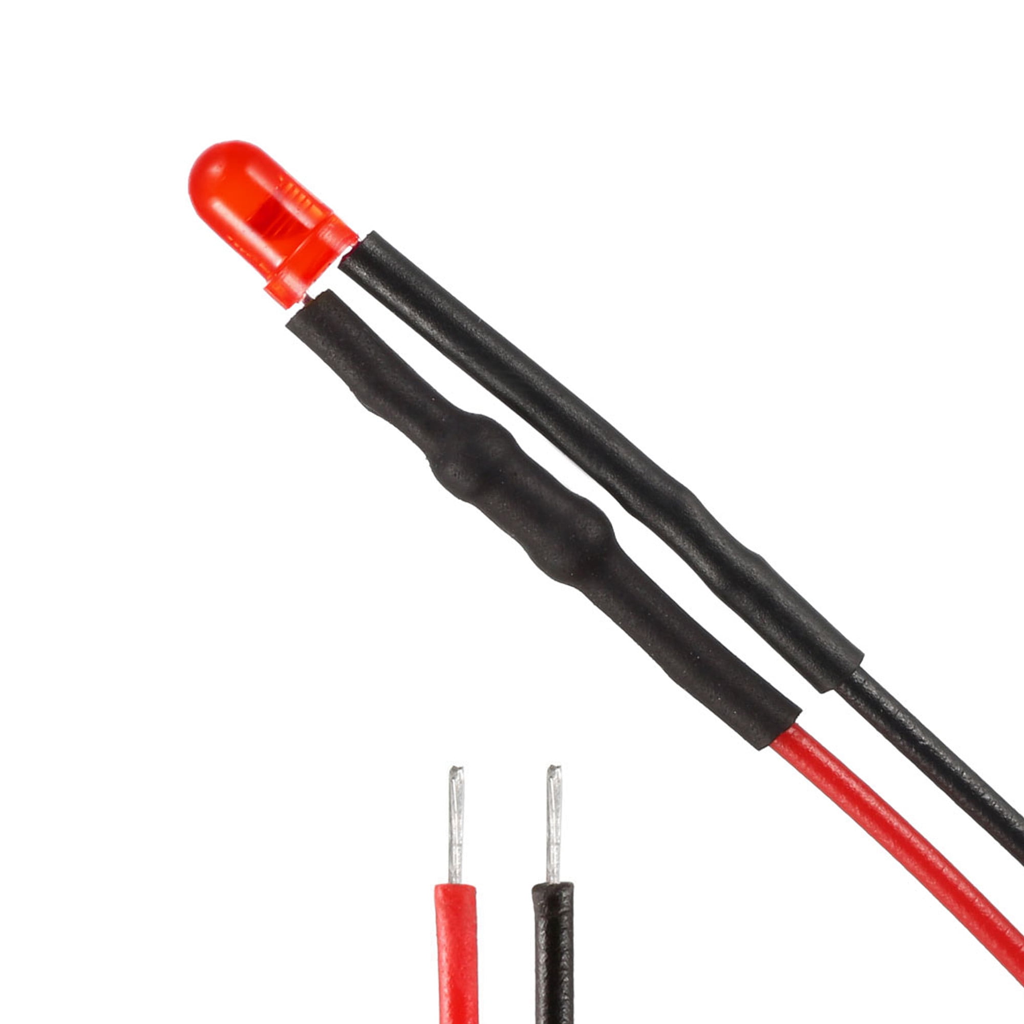 Prewired LED Light - 3mm Red Pre Wired Round Top Bulb Lamp DC 12V 20mA ...