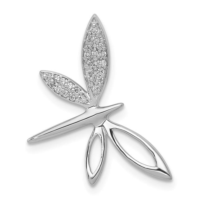 Finest Gold 14K White Gold Diamond Dragonfly Chain Slide Pendant ...