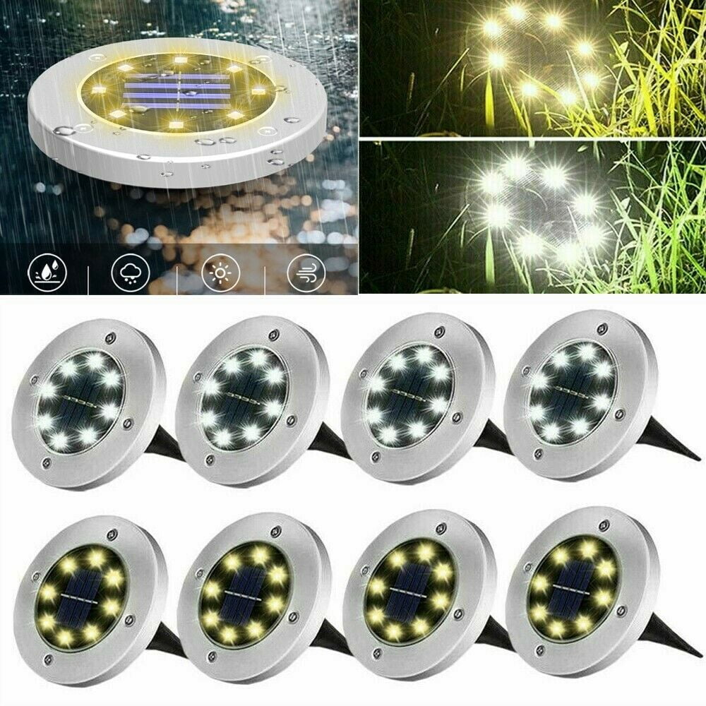 GRNSHTS Solar Ground Lights, 8-LED Intelligence Solar Disk Lights ...
