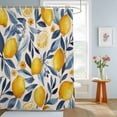 Bathroom Shower Curtain Summer Yellow Lemon on Vintage Linen Waterproof ...
