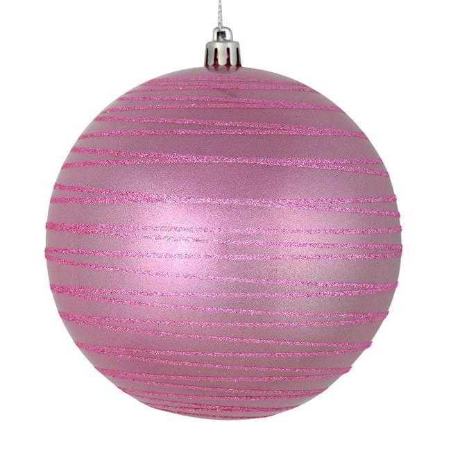 Vickerman N187579D 3 in. Pink Candy Ball Ornament with Glitter Lines 6 ...