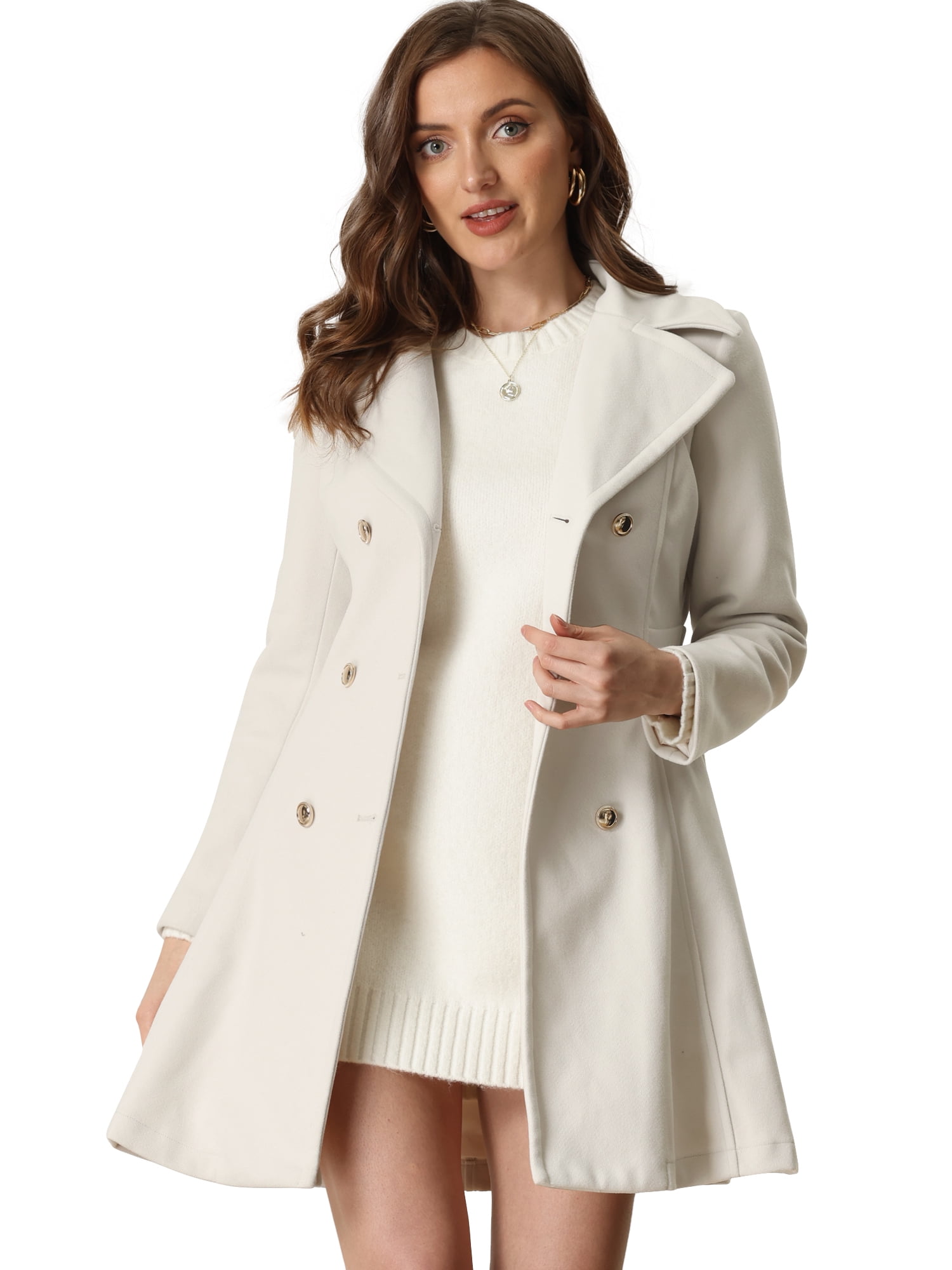 Abrigo Largo de Invierno para Mujer Abrigo Elegante de Doble Botonadura ...