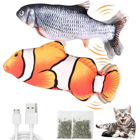 2-Pack Moving Cat Kicker Fish Toy,Dog Toys Fish Moving Fish Cat Toy ...