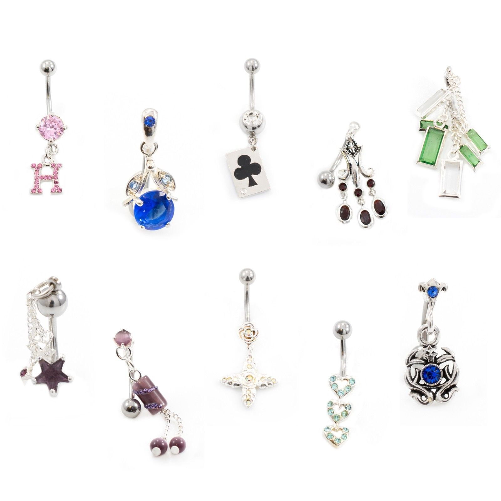 BodyJewelryOnline - Belly Button Ring pack of 10 Summer Hoopla Navel ...