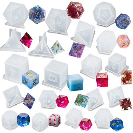 Dice Molds for Resin,Resin Dice Molds Set with Letter Number,Polyhedral ...