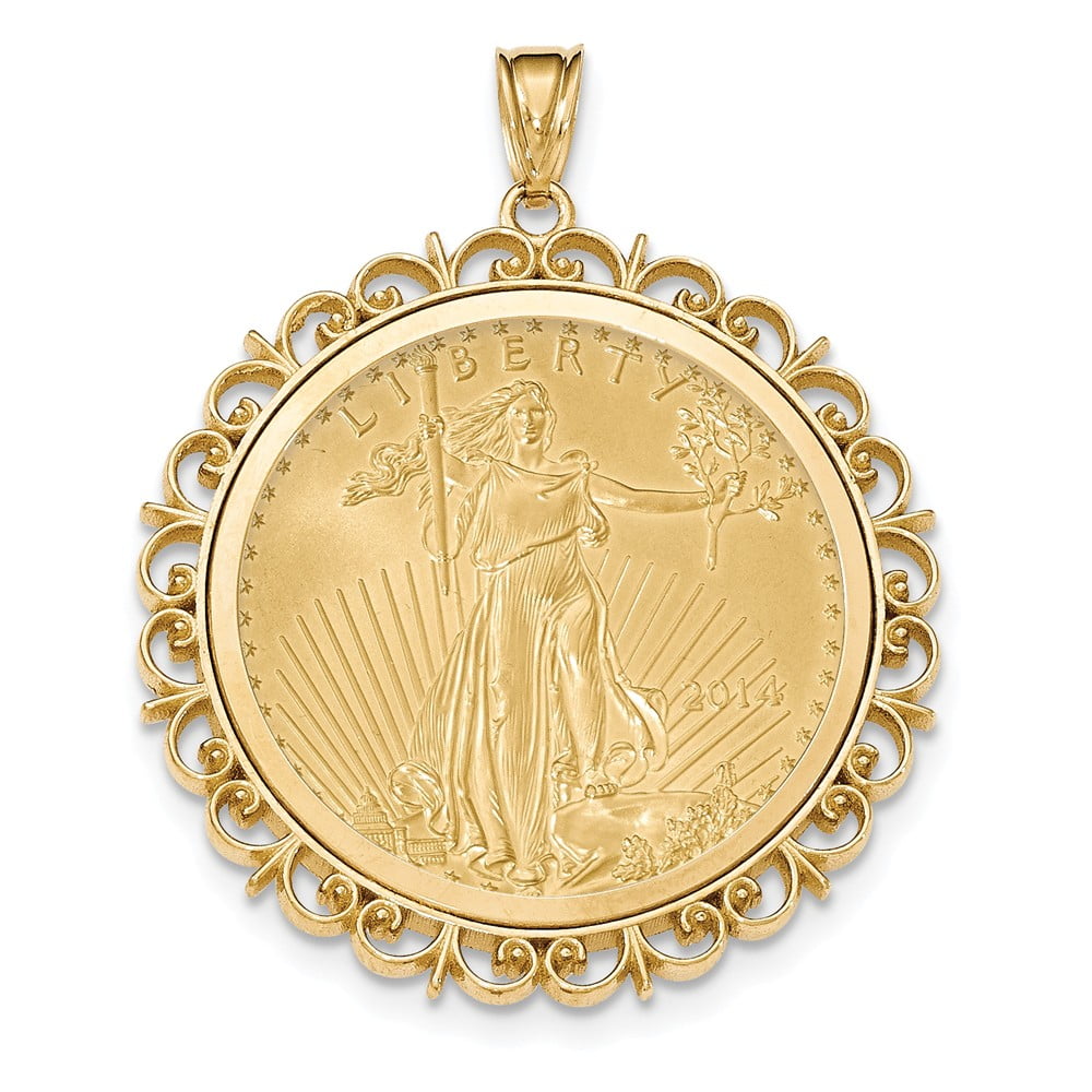 Pendant Holder 14k Yellow Gold Fancy Polished Prong 1oz American