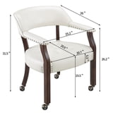 JESONVID Dining Chair with Casters, Captain's Chair, White 1533WT, High ...