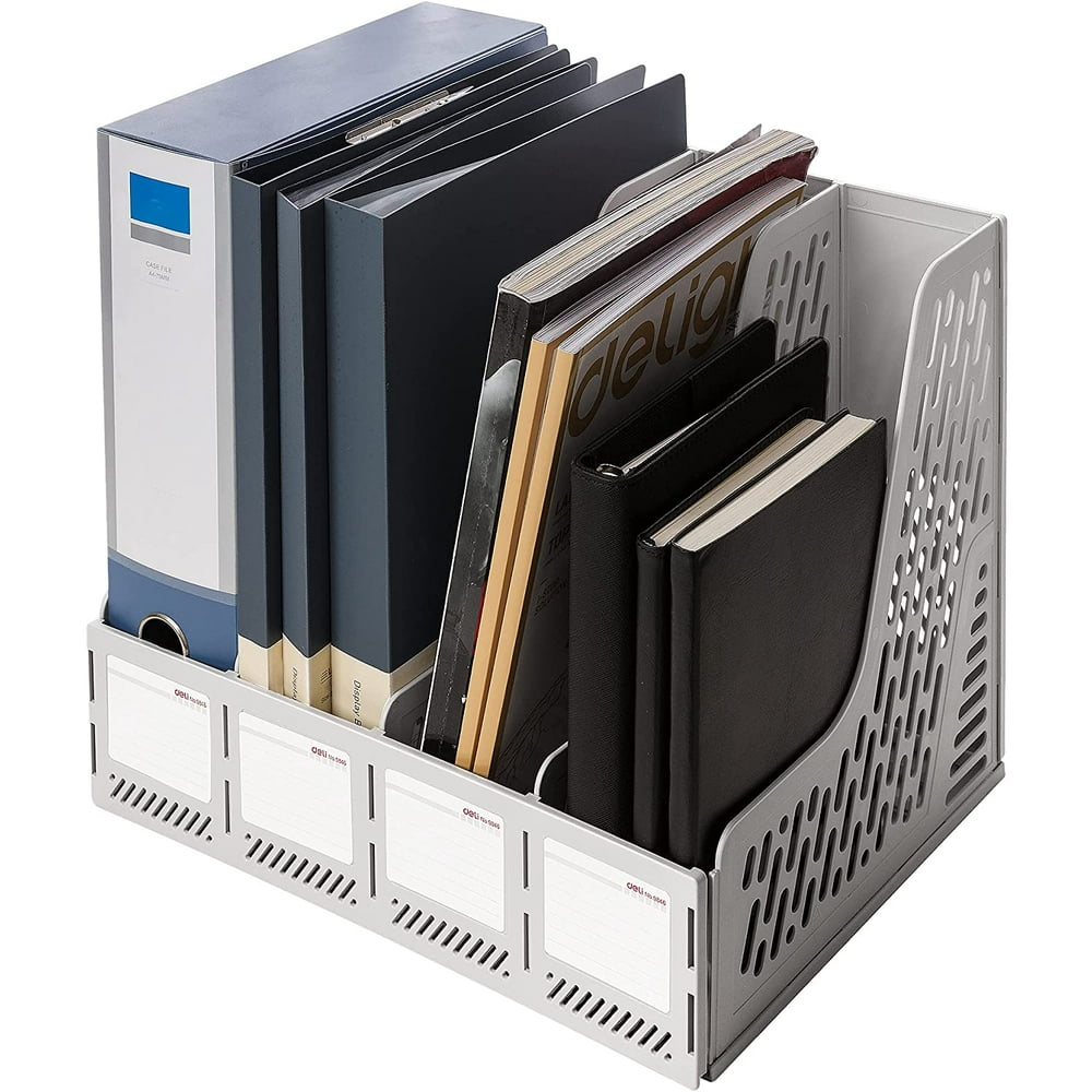 Deli Magazine File Book Holder Desktop Organizer , 4 Compartments ...