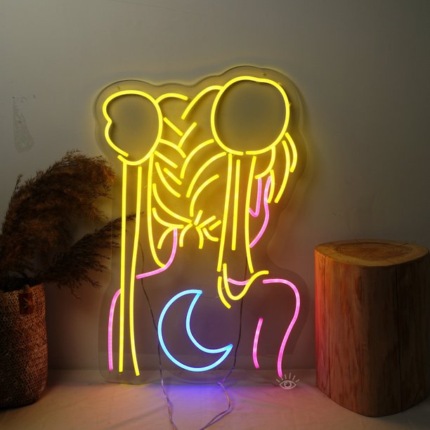 Neonium Anime Moon Neon Sign Pretty Girl Neon Light Bedroom Decoration ...